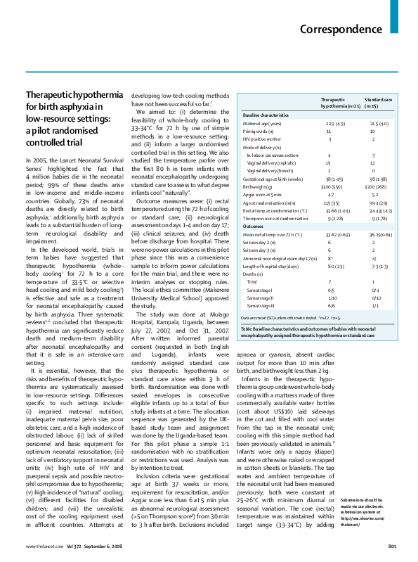 (PDF) Therapeutic hypothermia for birth asphyxia in low-resource ...
