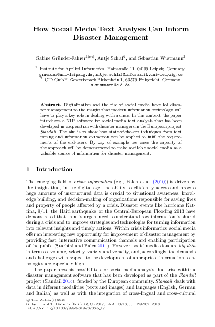 (PDF) How Social Media Text Analysis Can Inform Disaster Management