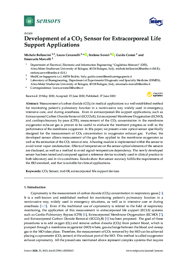 (PDF) Development of a CO2 Sensor for Extracorporeal Life Support ...