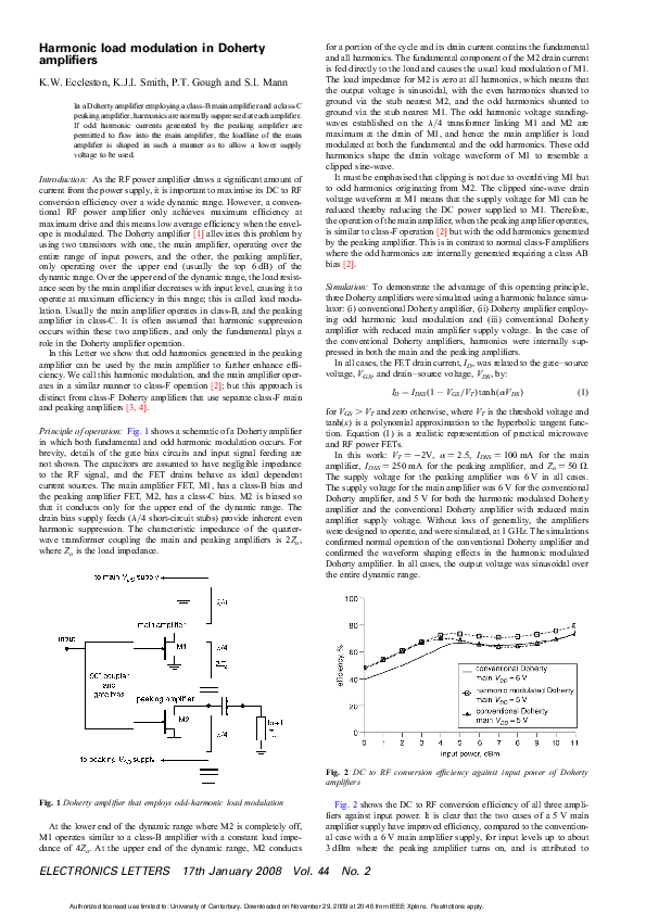 (PDF) Harmonic load modulation in Doherty amplifiers