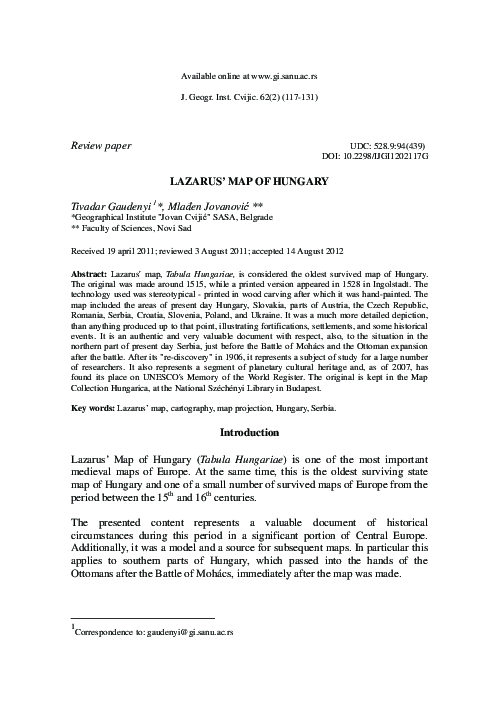 (PDF) Lazarus’ map of Hungary