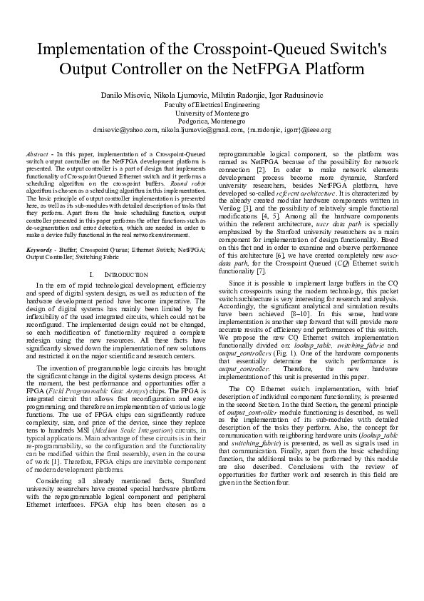 (PDF) Implementation of the Crosspoint-Queued switch's output ...