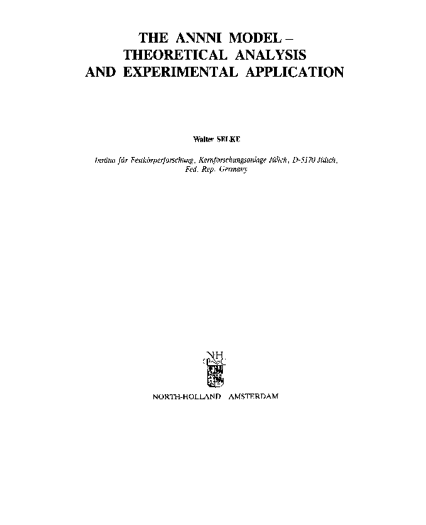 (PDF) The ANNNI model — Theoretical analysis and experimental application