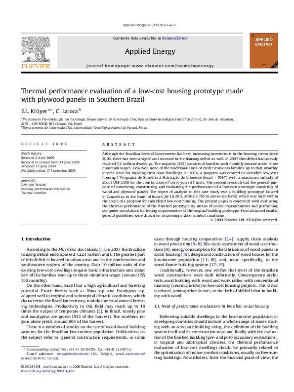 (PDF) Thermal performance evaluation of a low-cost housing prototype made with plywood panels in ...