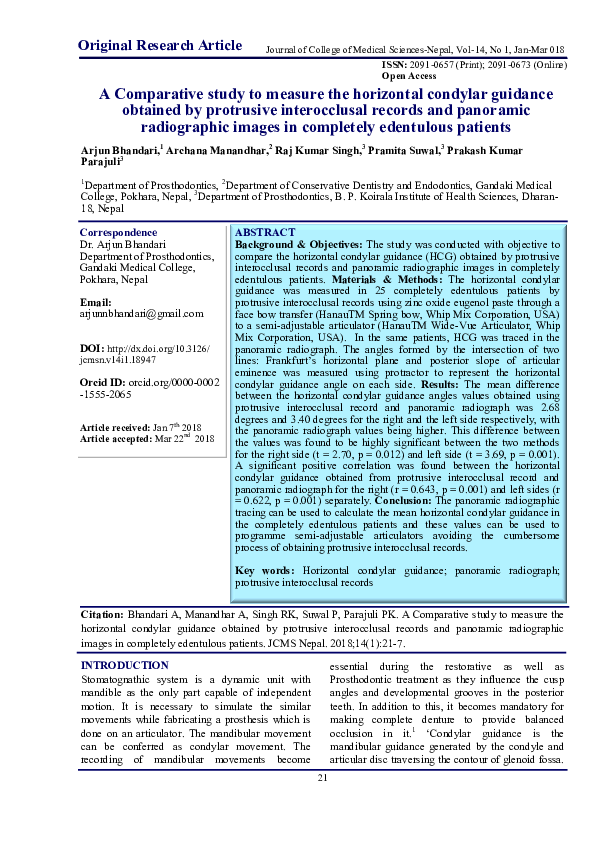 (PDF) A Comparative study to measure the horizontal condylar guidance ...