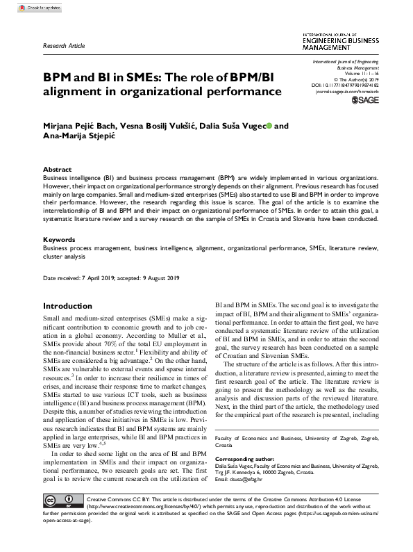 (PDF) BPM and BI in SMEs: The role of BPM/BI alignment in ...