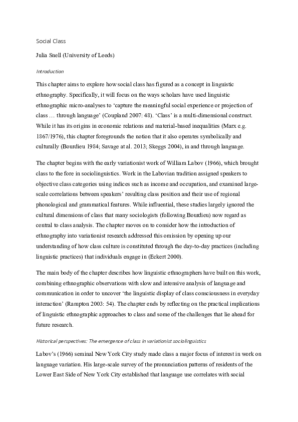 (PDF) Social Class