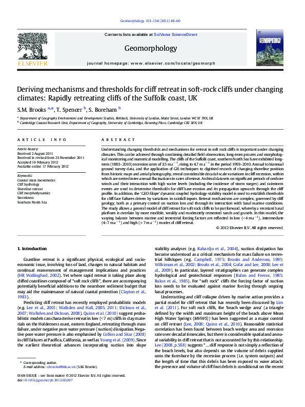 (PDF) Deriving mechanisms and thresholds for cliff retreat in soft-rock ...