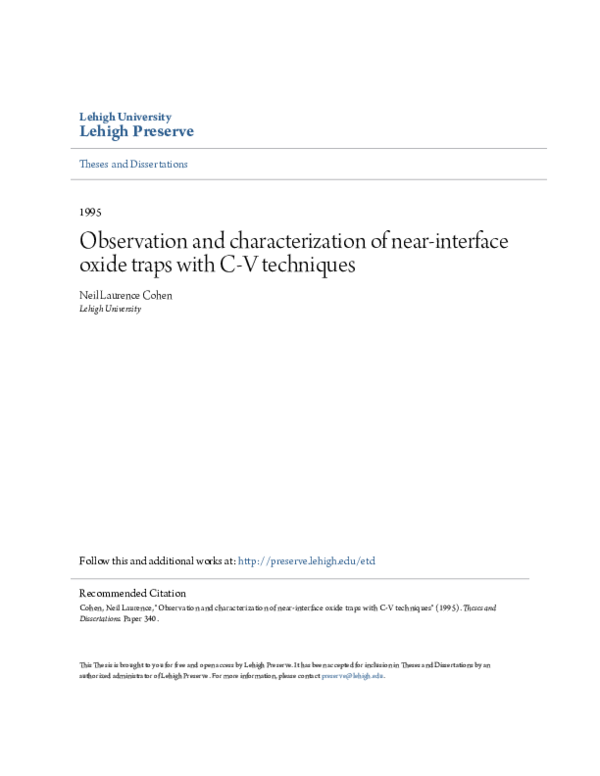 (PDF) Observation and characterization of near-interface oxide traps ...