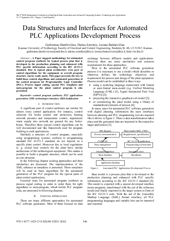 (PDF) Data structures and interfaces for automated PLC applications ...