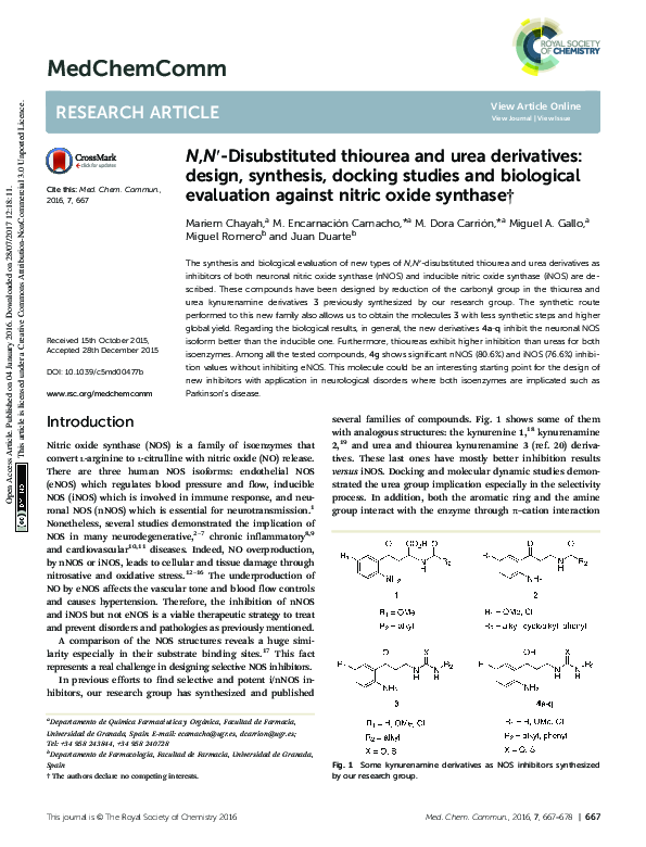 (PDF) N,N’-disubstituted thiourea and urea derivatives: Design ...