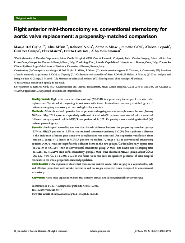 Pdf Comparison Between Minimal Right Vertical Infra Axillary Thoracotomy And Standard Median
