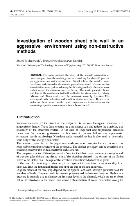 (PDF) Investigation of wooden sheet pile wall in an aggressive ...