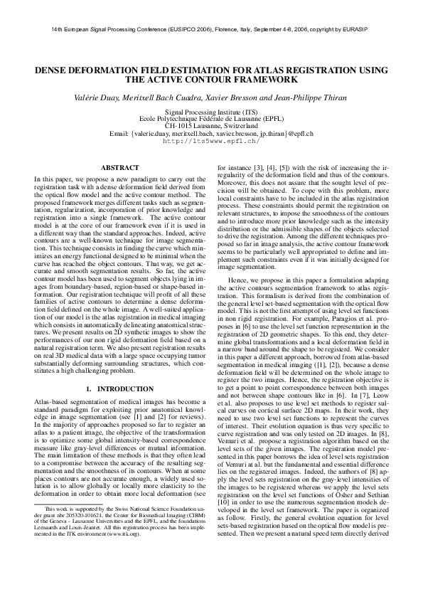 (PDF) Dense deformation field estimation for atlas registration using ...