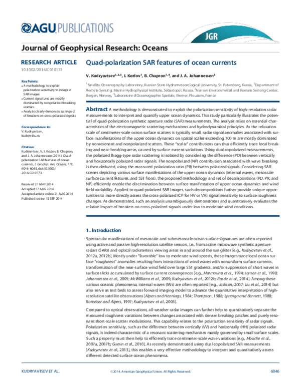 (PDF) Quad-polarization SAR features of ocean currents