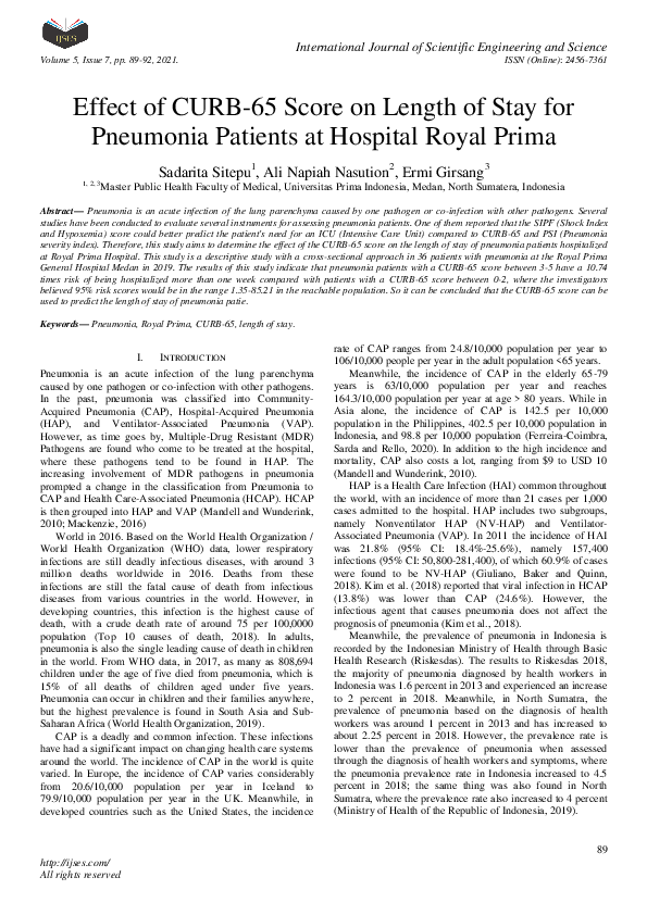 (PDF) Effect of CURB-65 Score on Length of Stay for Pneumonia Patients ...