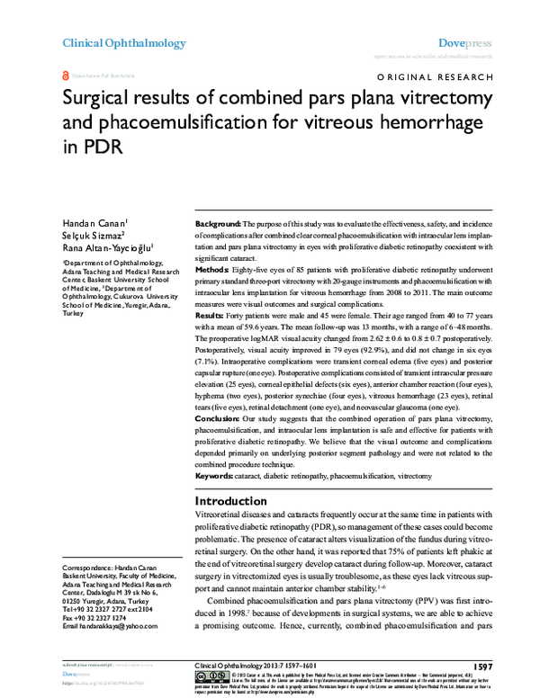 (PDF) Surgical results of combined pars plana vitrectomy and ...