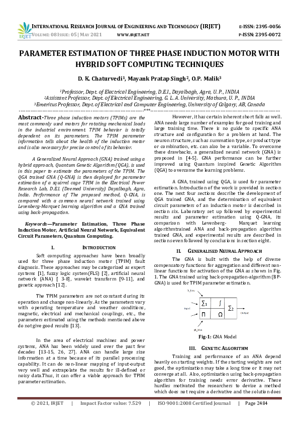 (PDF) IRJET- Parameter Estimation of Three Phase Induction Motor with Hybrid Soft Computing ...