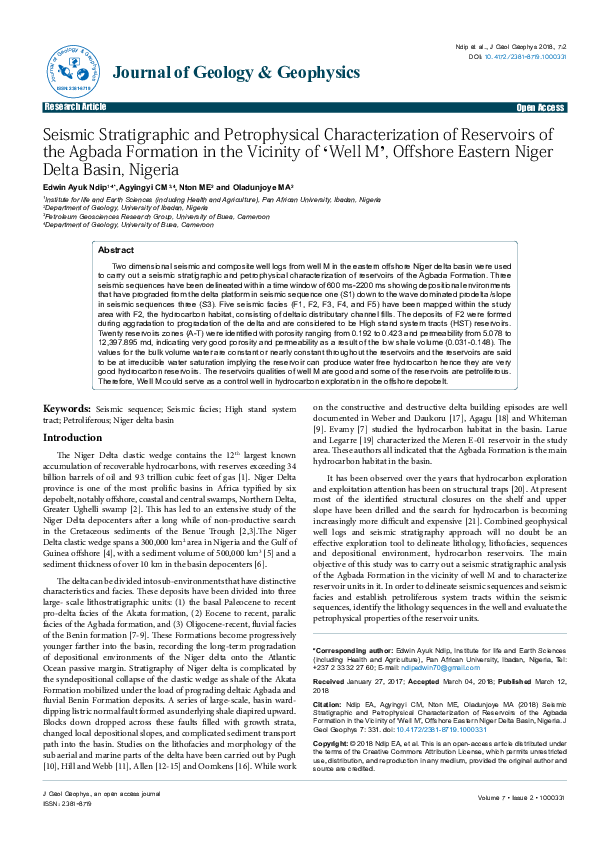 (PDF) Seismic Stratigraphic and Petrophysical Characterization of ...