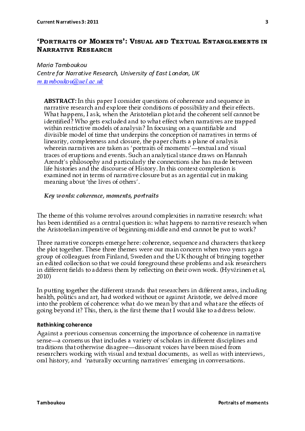 (PDF) (2011) 'Portraits of Moments': Visual and Textual Entanglements ...