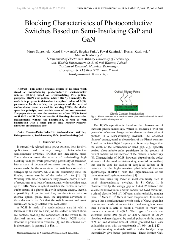 (PDF) Blocking Characteristics of Photoconductive Switches Based on Semi-Insulating GaP and GaN ...