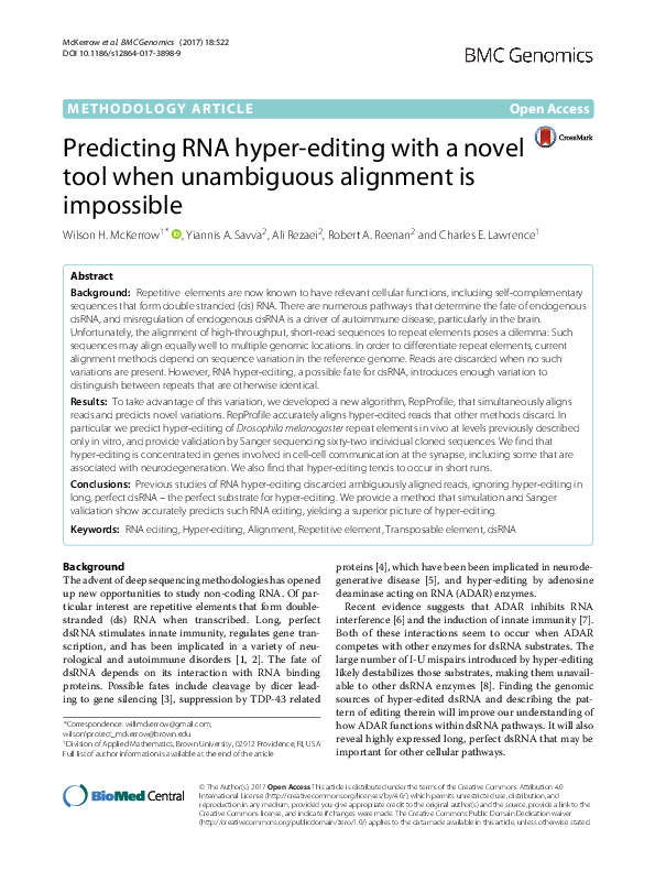 (PDF) Predicting RNA hyper-editing with a novel tool when unambiguous ...