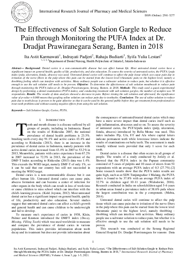 (PDF) The Effectiveness of Salt Solution Gargle to Reduce Pain through ...