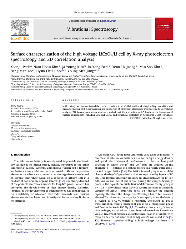 (PDF) Surface characterization of the high voltage LiCoO2/Li cell by X ...