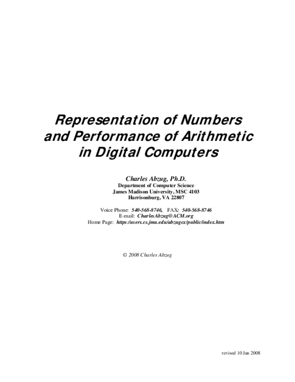(PDF) Representation of Numbers and Performance of Arithmetic in Digital Computers | Dr. Charles ...