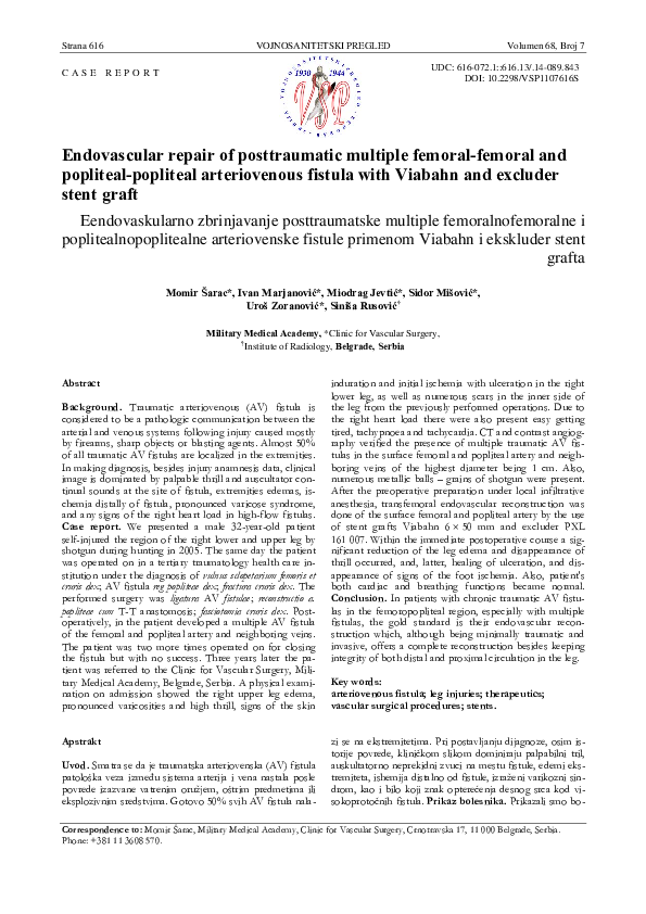 (PDF) Endovascular repair of posttraumatic multiple femoral-femoral and ...