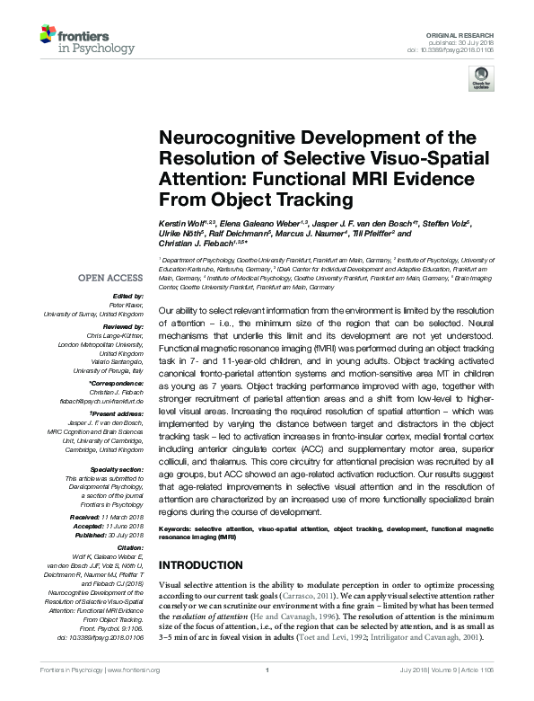 (PDF) Neurocognitive Development of the Resolution of Selective Visuo ...