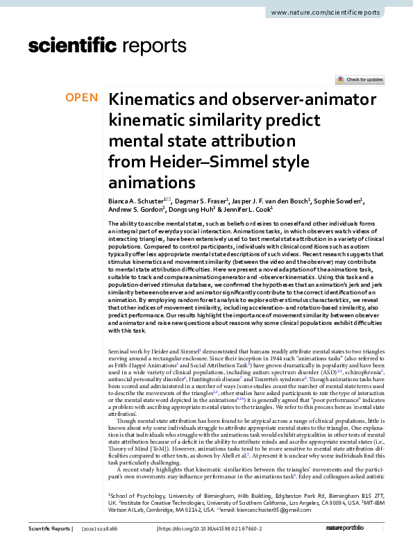(PDF) Kinematics and observer-animator kinematic similarity predict ...