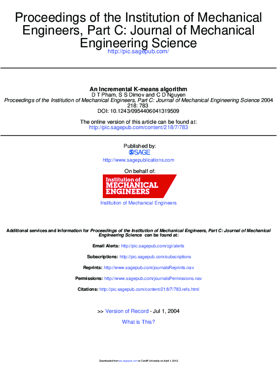(PDF) An Incremental K-means algorithm