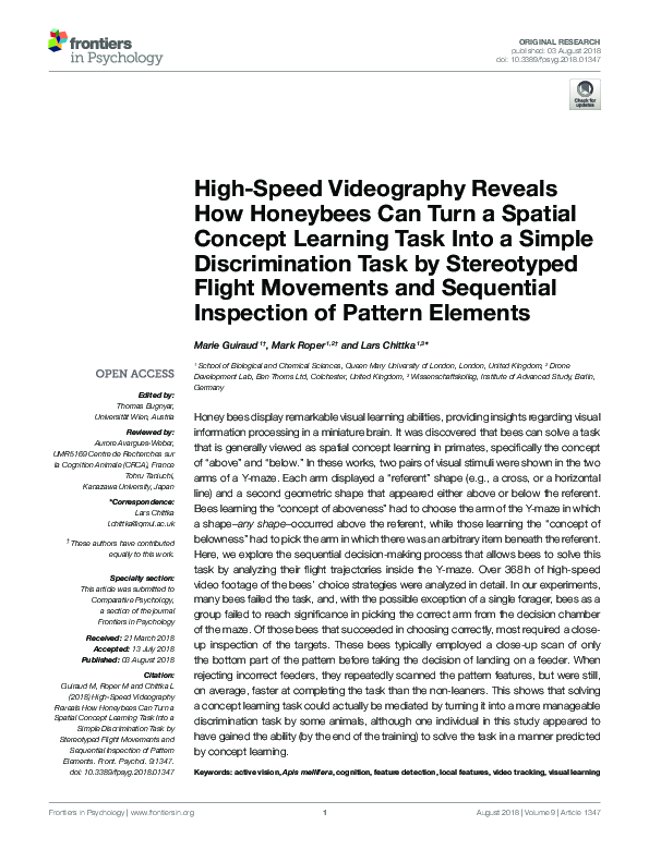 (PDF) High-Speed Videography Reveals How Honeybees Can Turn a Spatial ...