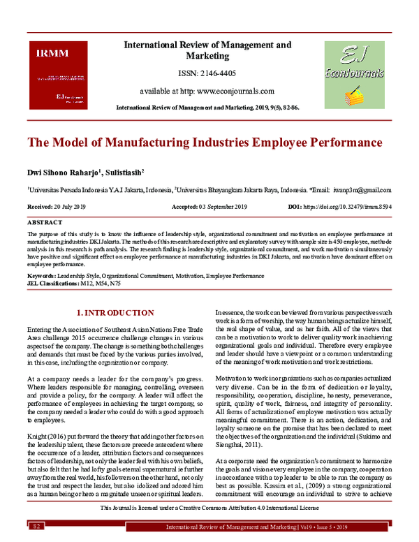 (PDF) The Model of Manufacturing Industries Employee Performance