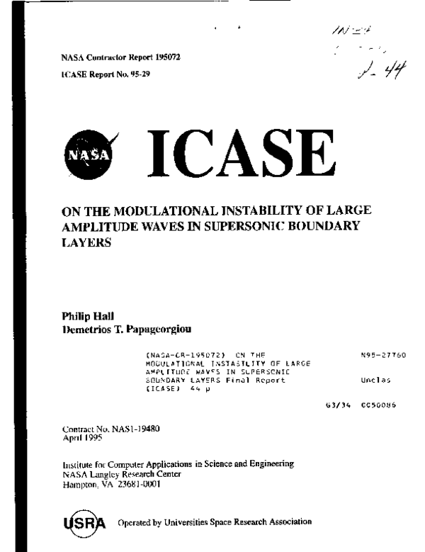 (PDF) On the modulational instability of large amplitude waves in supersonic boundary layers