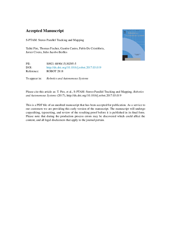 (PDF) S-PTAM: Stereo Parallel Tracking and Mapping
