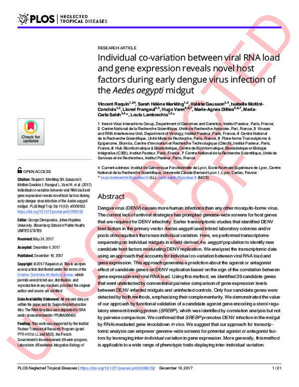 (PDF) Individual co-variation between viral RNA load and gene expression reveals novel host ...