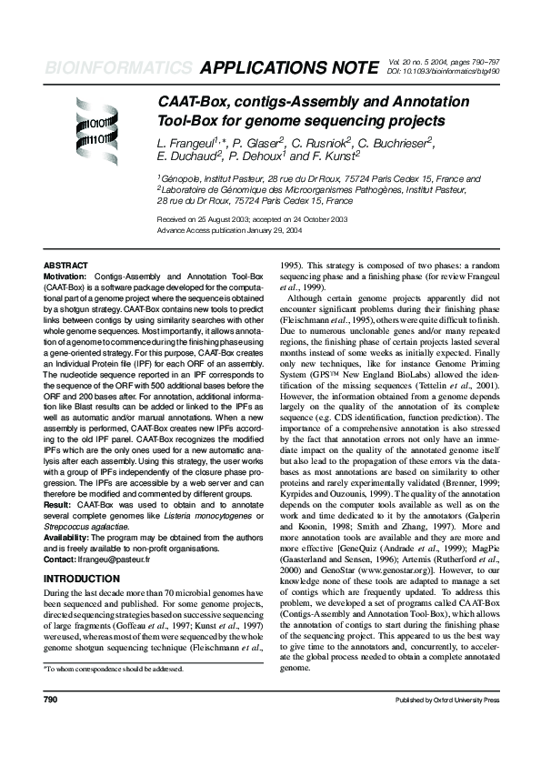 (PDF) CAAT-Box, contigs-Assembly and Annotation Tool-Box for genome ...