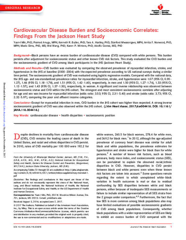 (PDF) Cardiovascular Disease Burden and Socioeconomic Correlates ...