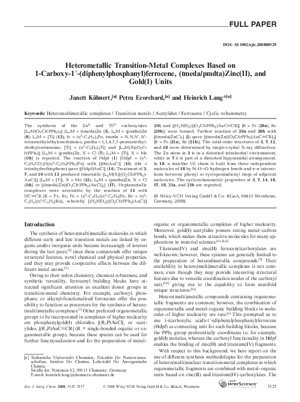 (PDF) Heterometallic Transition-Metal Complexes Based on 1-Carboxy-1 ...