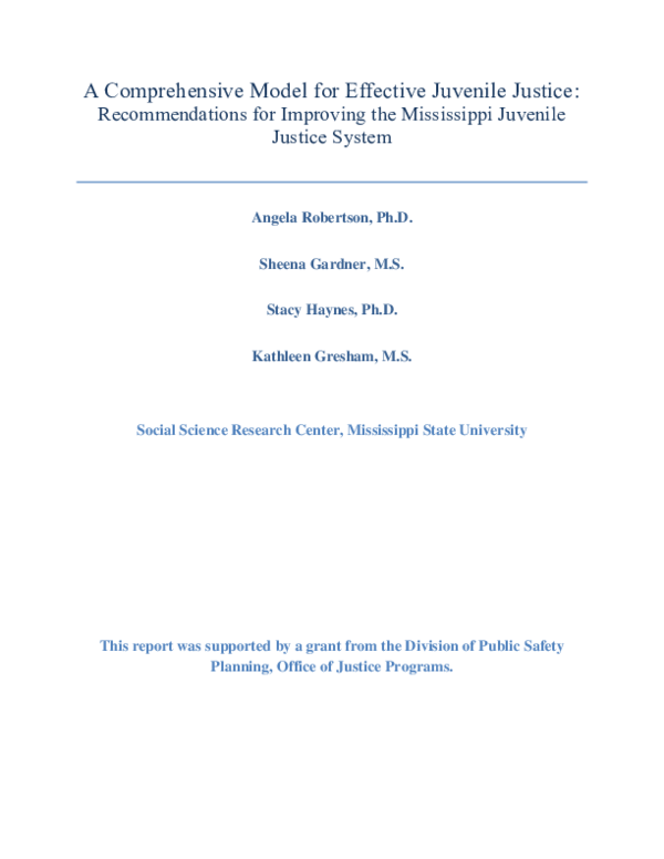 (PDF) A Comprehensive Model for Effective Juvenile Justice ...