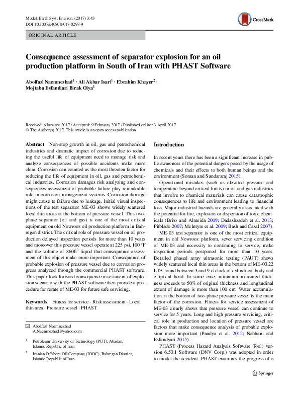(PDF) Consequence assessment of separator explosion for an oil ...