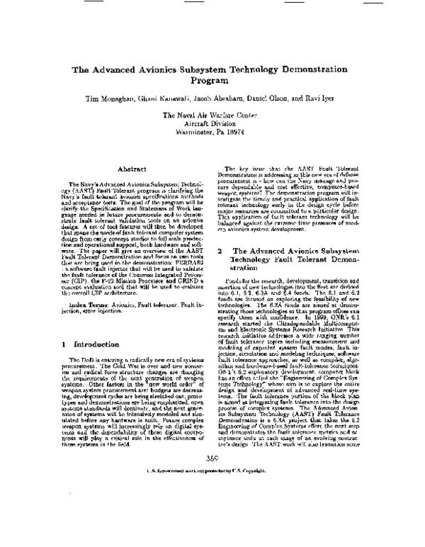 (PDF) The advanced avionics subsystem technology demonstration program