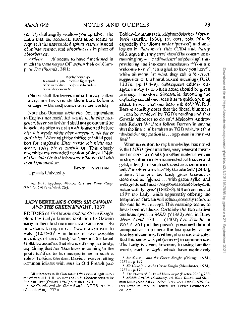 (PDF) Lady Bertilak's Cors: Sir Gawain and the Green Knight, 1237