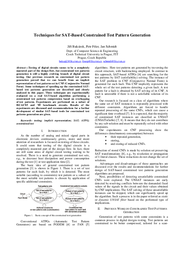 (PDF) Techniques for SAT-based constrained test pattern generation