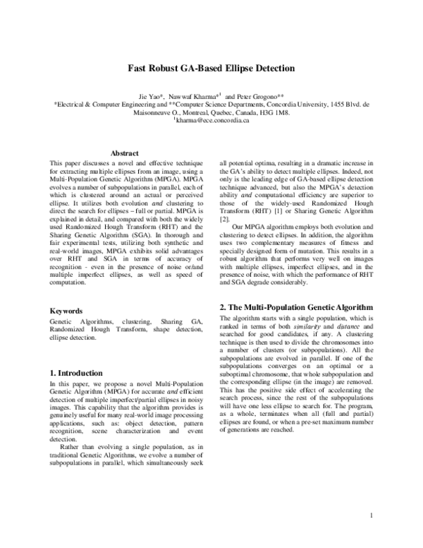 (PDF) Fast robust GA-based ellipse detection