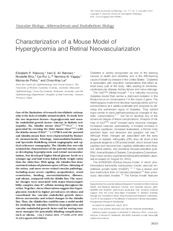 (PDF) Characterization of a Mouse Model of Hyperglycemia and Retinal ...