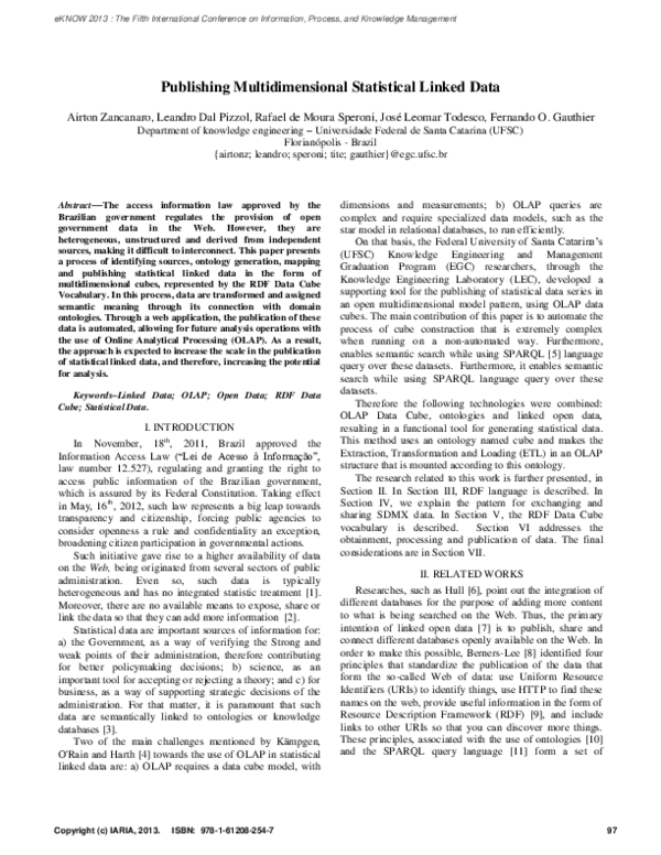 (PDF) Publishing Multidimensional Statistical Linked Data
