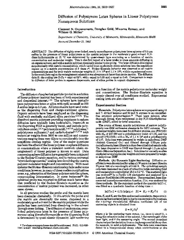 (PDF) Diffusion of polystyrene latex spheres in linear polystyrene ...